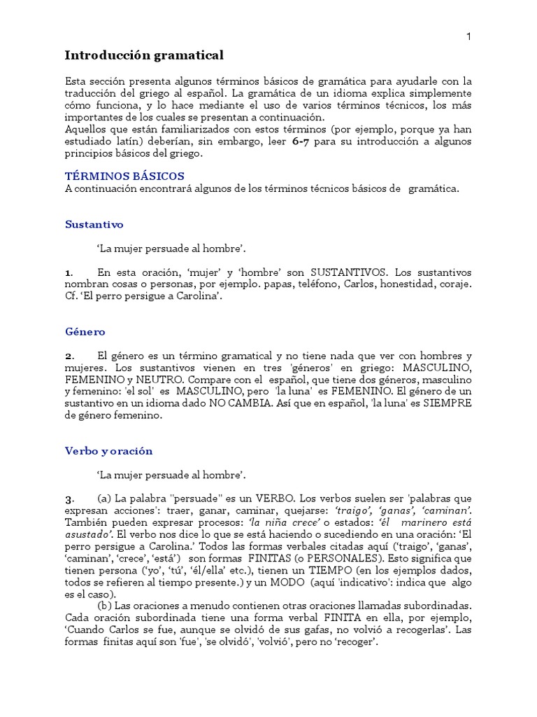 Gramática Griego | PDF | Género gramatical | Numero Gramatical