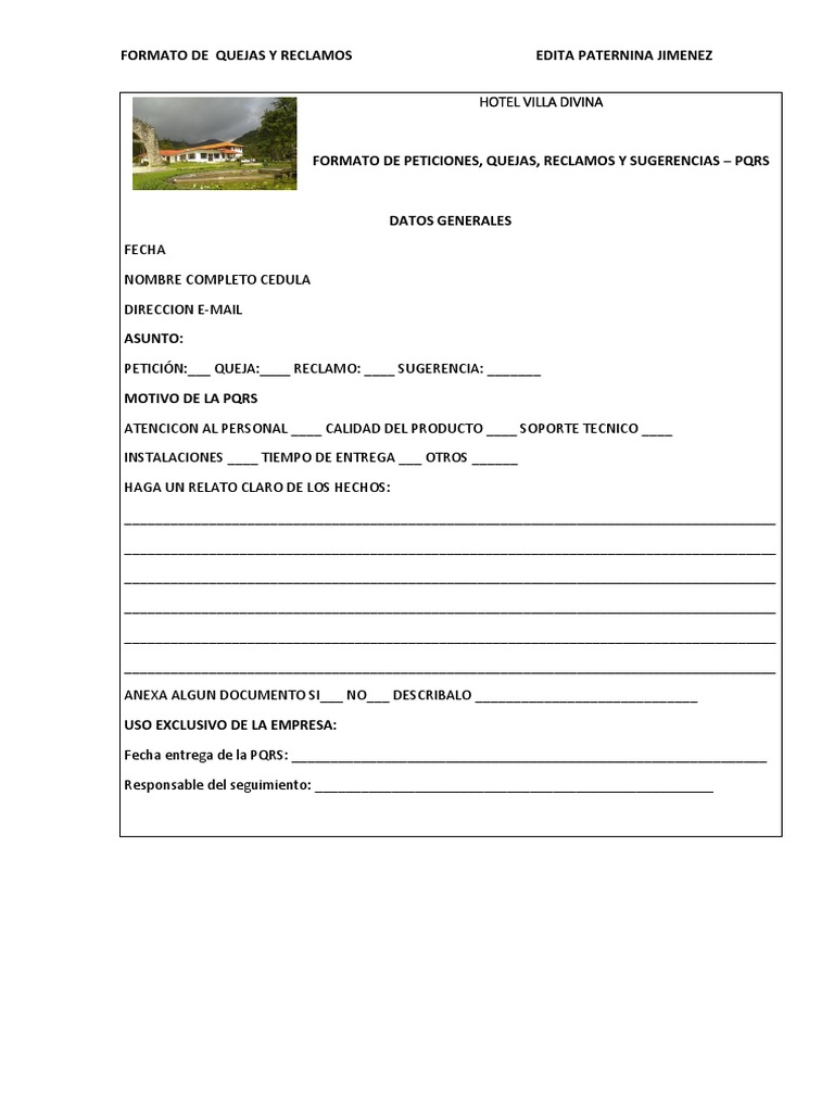 Formato de Quejas y Reclamos | PDF