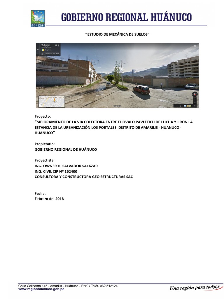Mejoramiento vía colectora Huanuco: Estudio mecánica suelos | PDF ...
