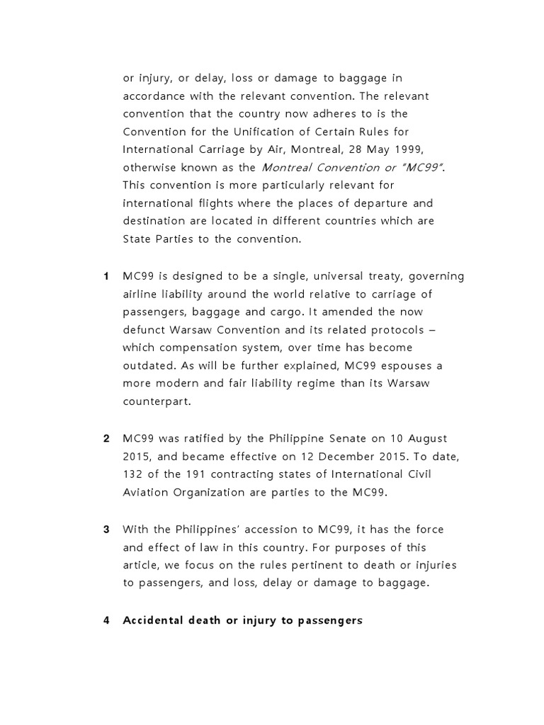 MC99 Liability Rules for Passengers and Baggage | PDF | Special Drawing ...