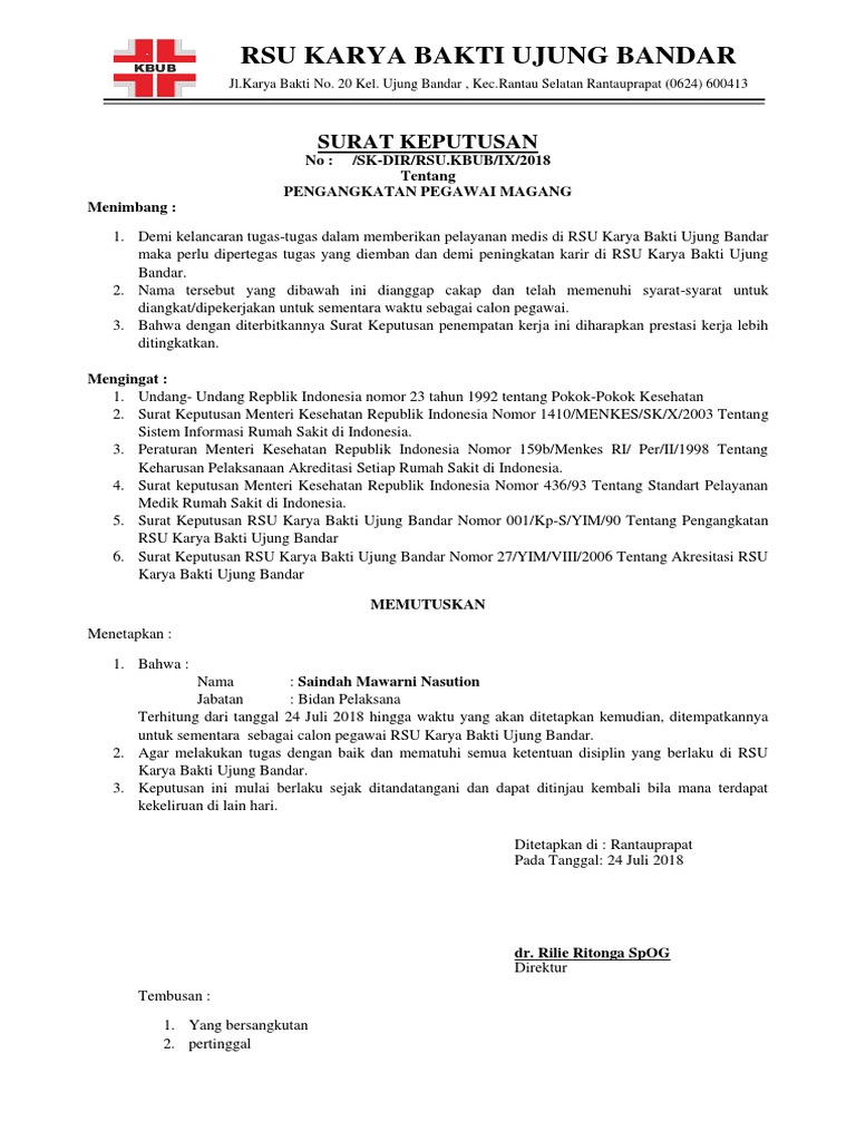 SK Pegawai Magang | PDF