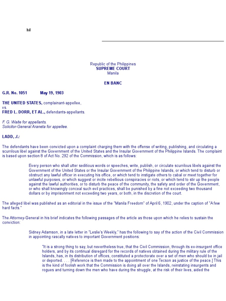 Defining Seditious Libel: The Supreme Court of the Philippines Examines ...