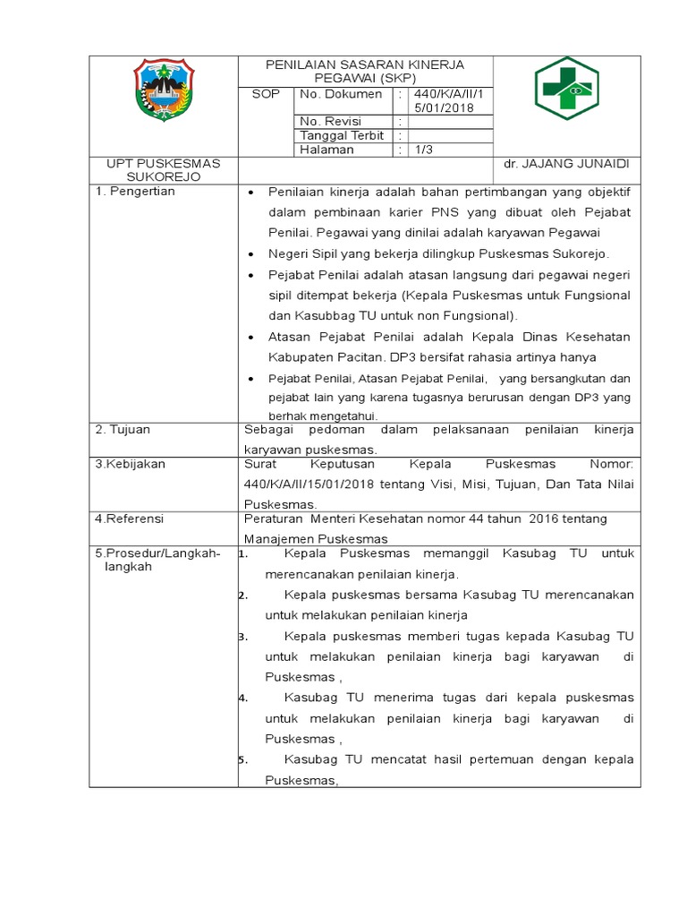 Sop Penilaian Sasaran Kinerja Pegawai (SKP) | PDF | Karier ...