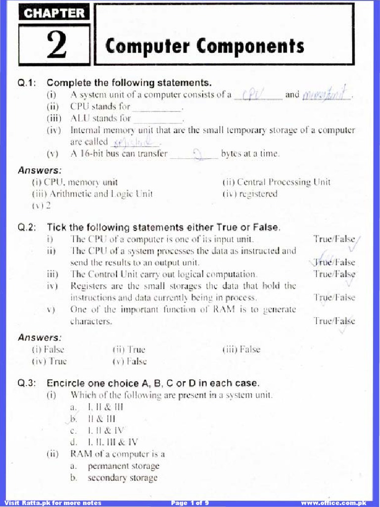 Important Notes of 9th Class Computer Science Chapter 2 | PDF ...