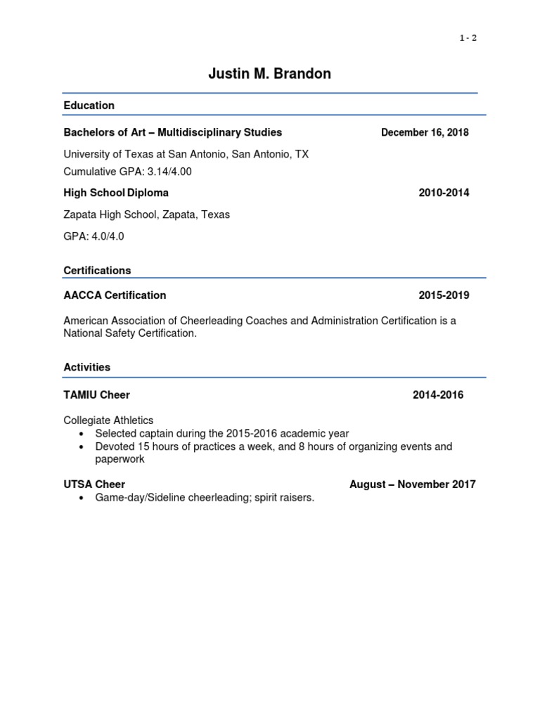 Resume Mds | PDF | Cheerleading | Sports Fandom