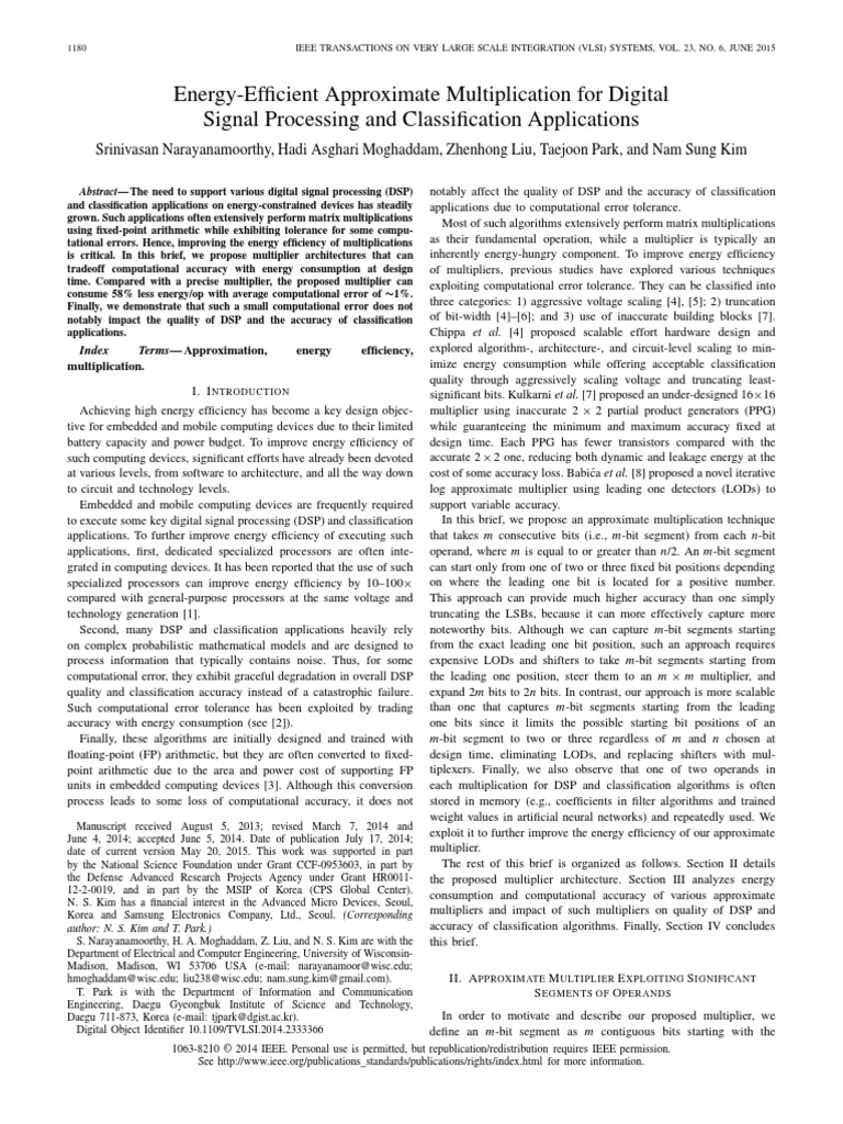 Energy-Efficient Approximate Multiplication For Digital Signal ...