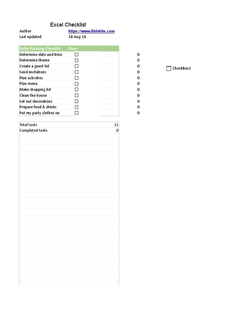 Excel Checklist | PDF