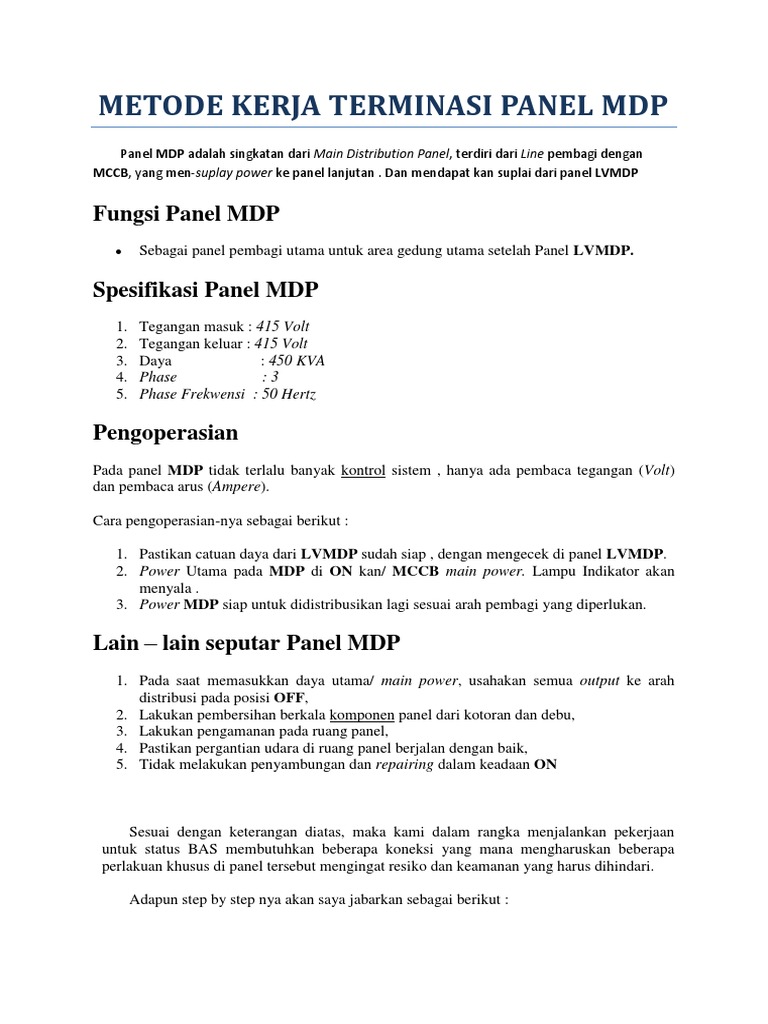 Panduan Terminasi Panel MDP | PDF