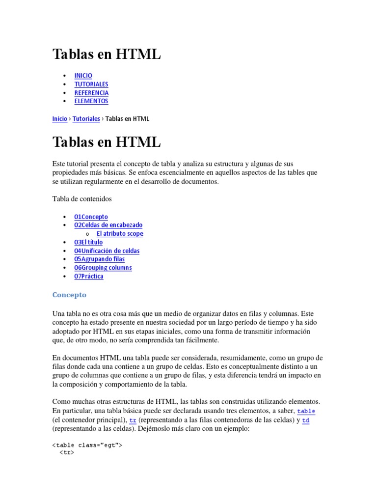Tablas en HTML | PDF | HTML | Tabla (base de datos)