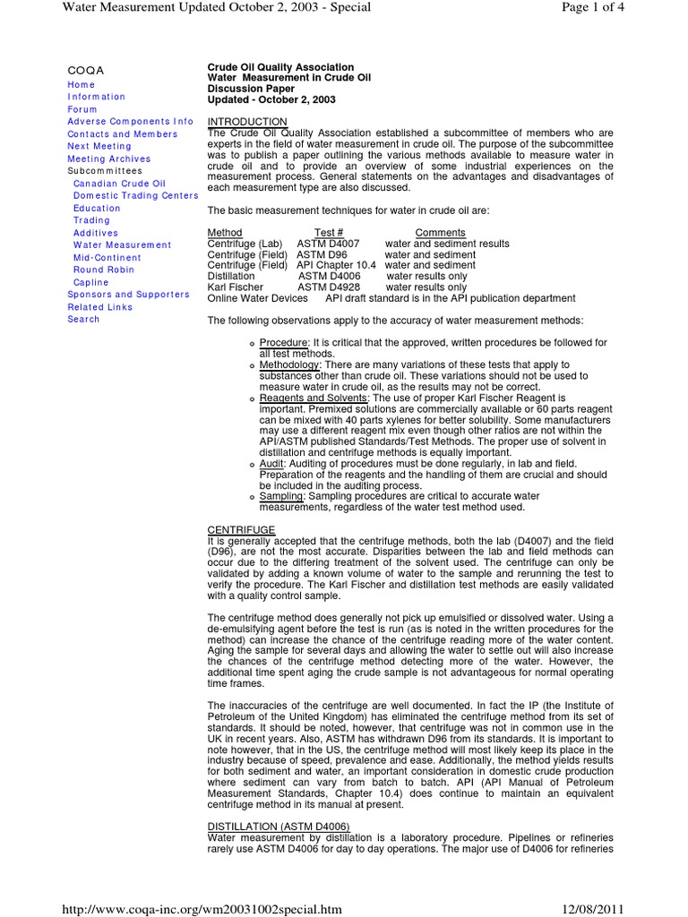 Astm D4007 & D96 | PDF | Oil Refinery | Petroleum