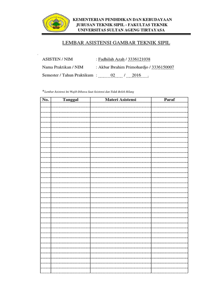 Lembar Asistensi Gambar Teknik Sipil | PDF