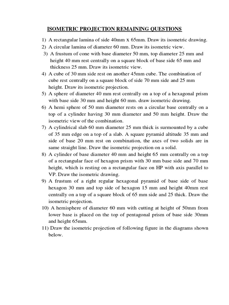 Isometric Projection Remaining Questions | PDF