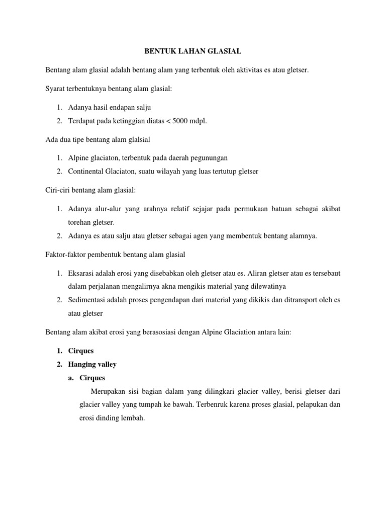 Bentuk Lahan Glasial | PDF