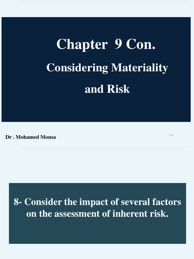 Chapter 9 Con.: Considering Materiality and Risk | PDF | Risk | Audit