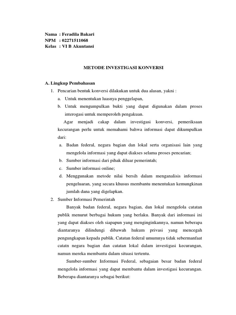 Resume Metode Investigasi Konversi | PDF