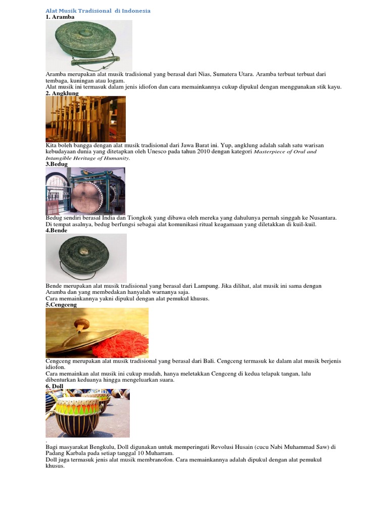 Traditional Musical Instruments of Indonesia | PDF