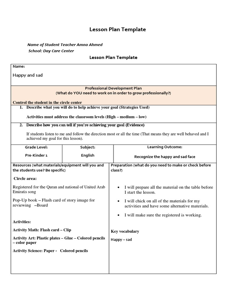 Happy and Sad | PDF | Lesson Plan | Teachers