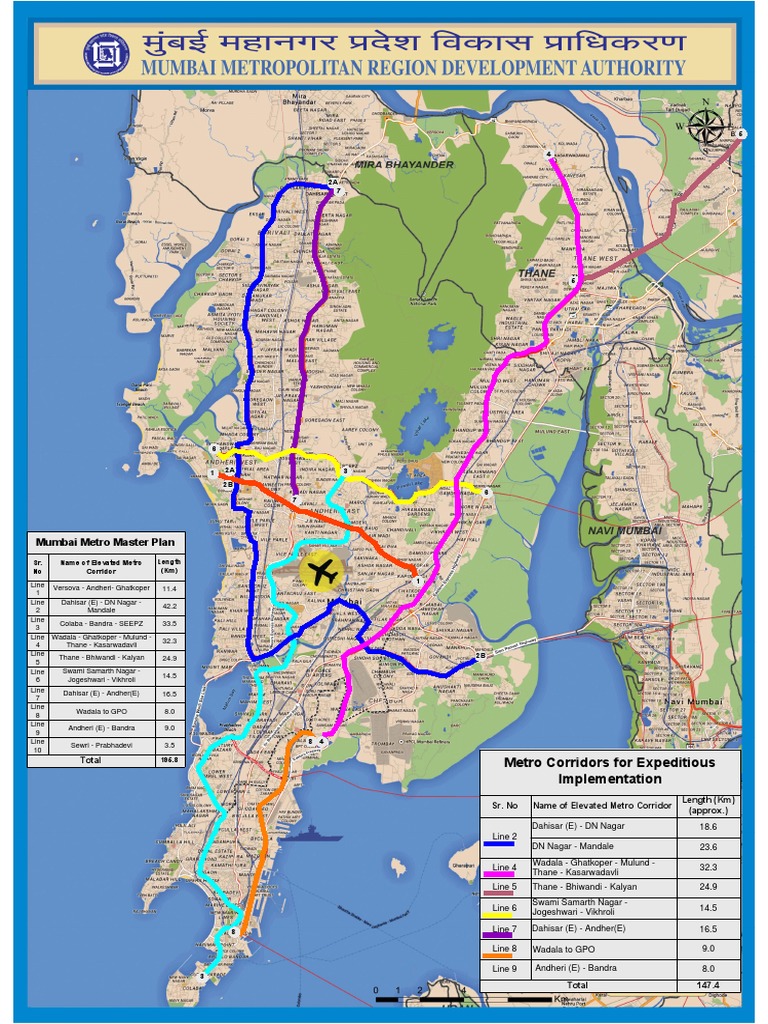 Mumbai Metro Map | PDF | Rapid Transit | Passenger Rail Transport