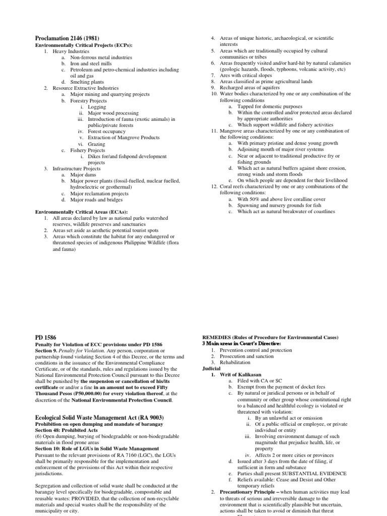 Proclamation 2146 (1981) : Environmentally Critical Projects (Ecps ...