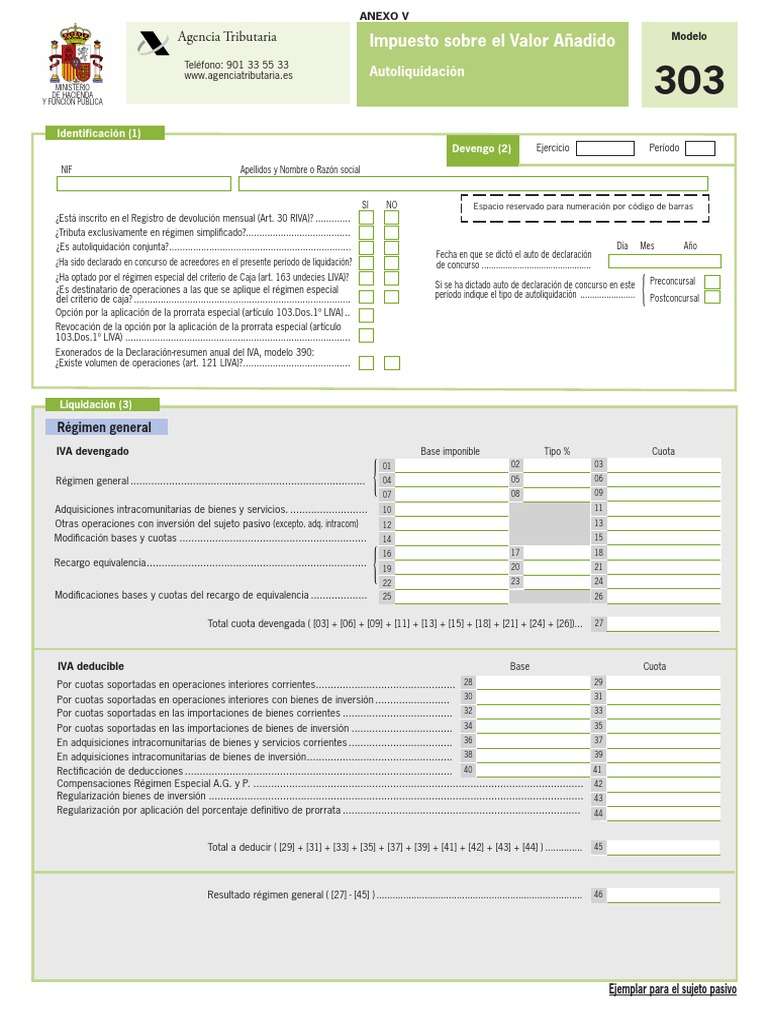Anexo V - Modelo 303 | PDF | Devengo | Pagos