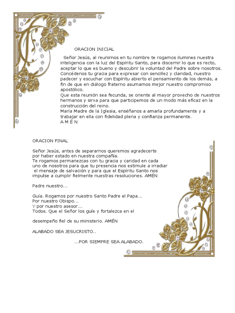 Oracion Inicial | PDF