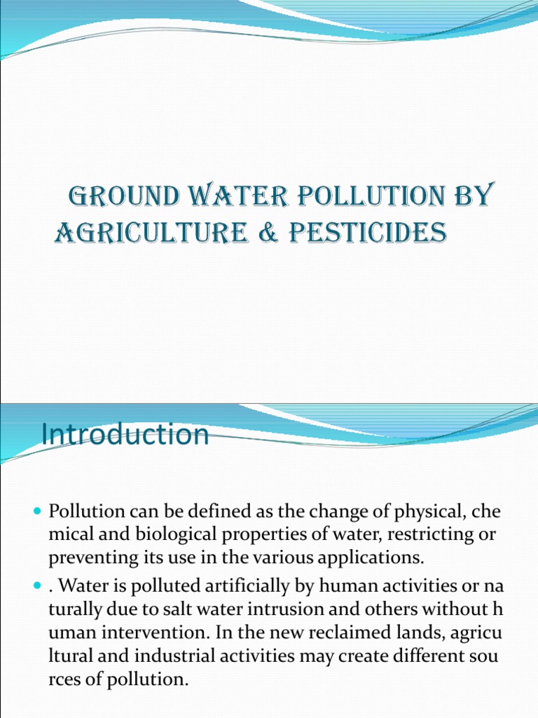 Ground Water Pollution by Agriculture & Pesticides | PDF | Fertilizer ...