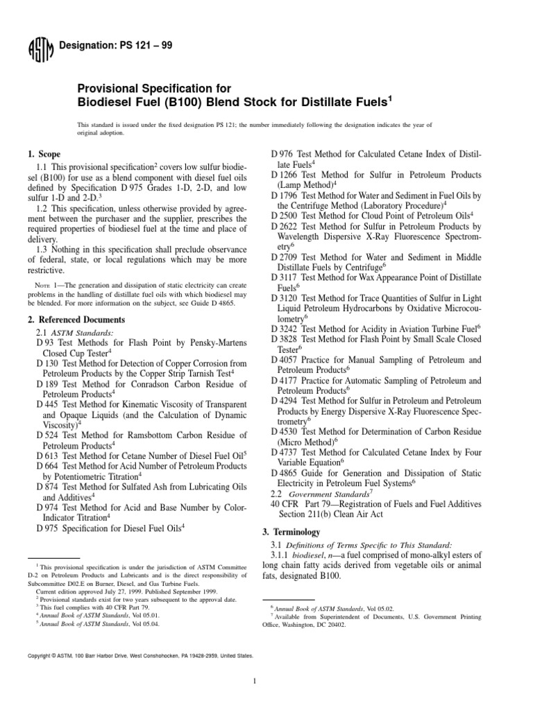PS121 PDF | PDF | Biodiesel | Diesel Fuel