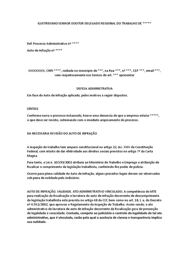 Modelo Defesa Mte | PDF | Poder Policial (Lei Constitucional dos ...