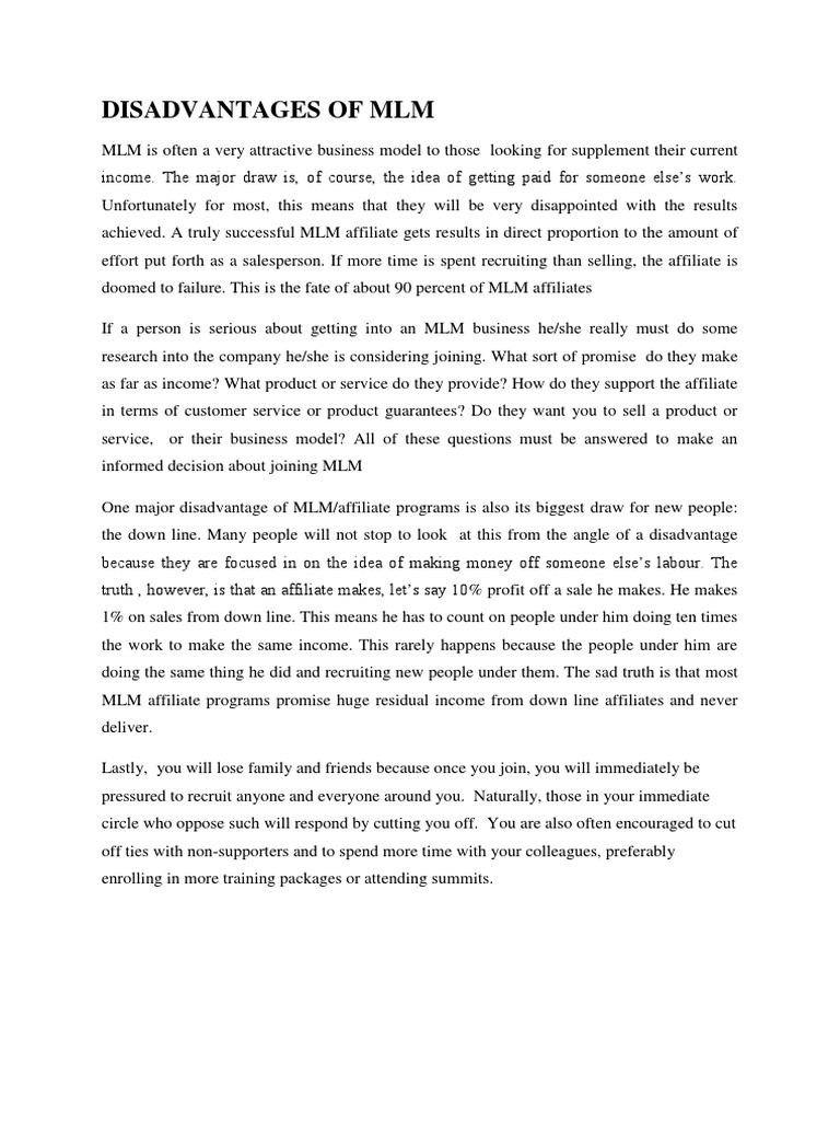 Disadvantages of MLM: Why Most Affiliates Fail | PDF | Multi Level ...