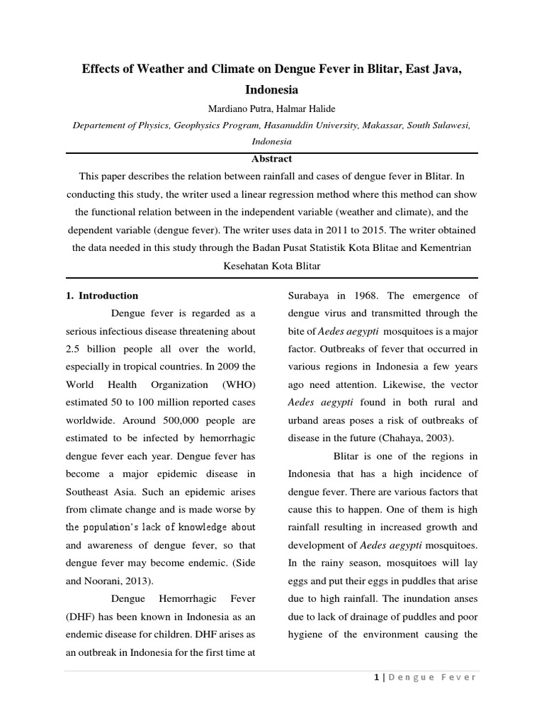 Paper Dengue Fever | PDF | Aedes Aegypti | Virology