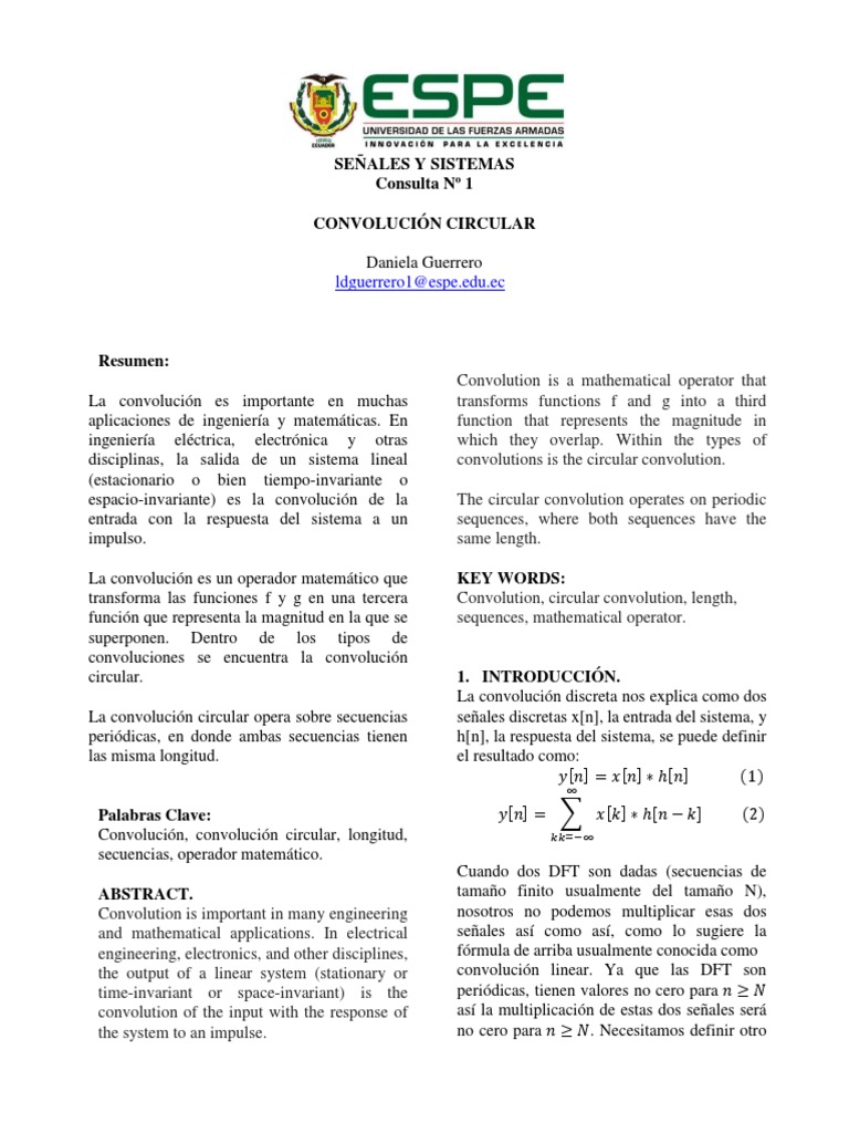 Convolución Circular en Señales Discretas | PDF | Circunvolución ...