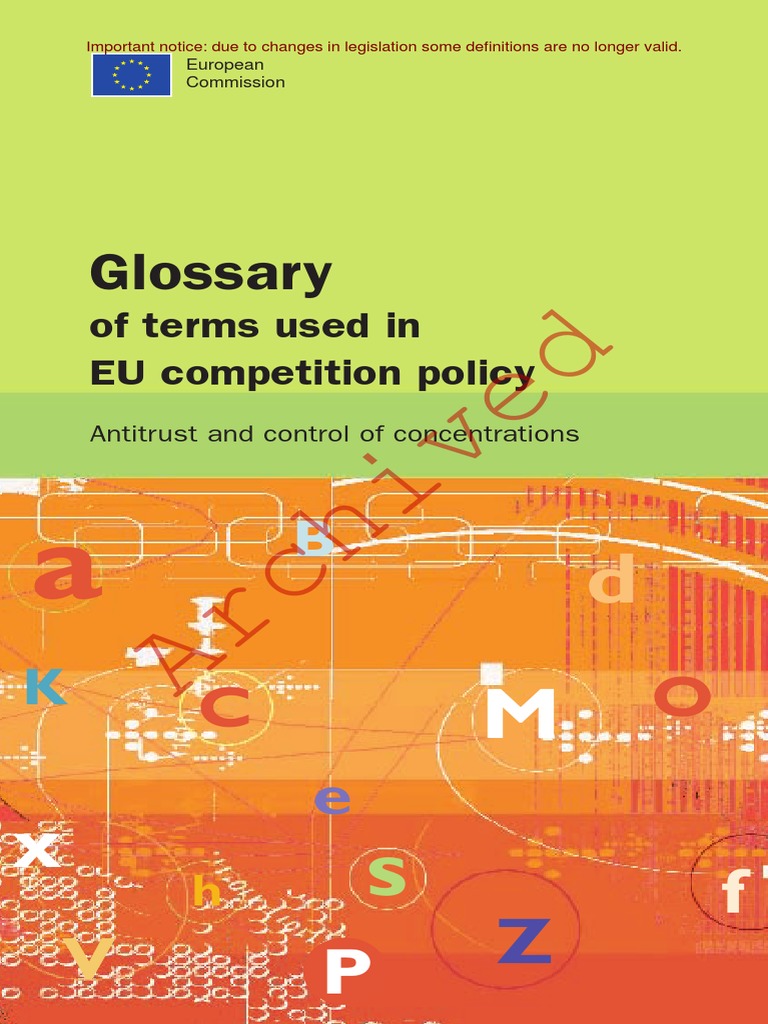 European Commission Glossary of Terms Used in Eu Competition Policy ...