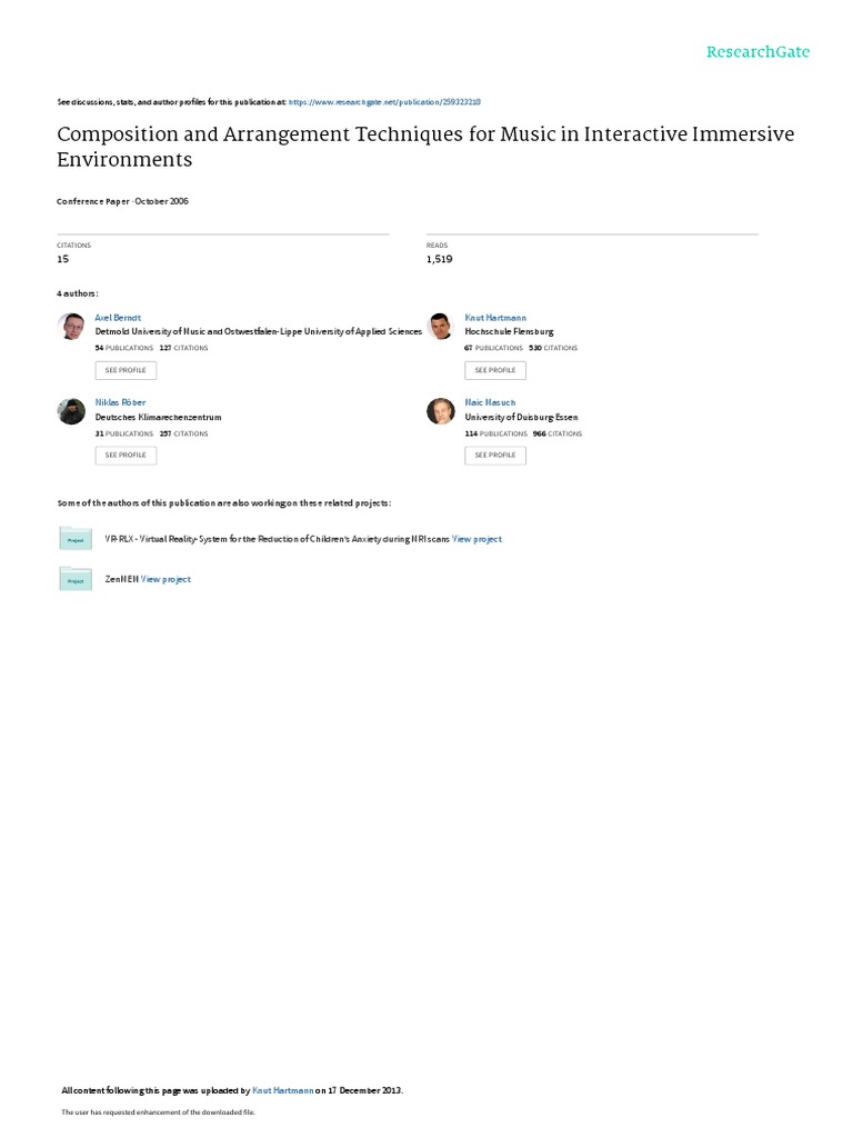 Composition and Arrangement Techniques For Music in Interactive ...