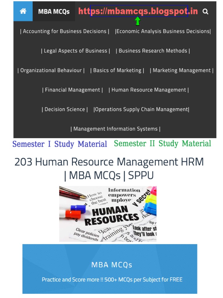 MBA HRM MCQs for SPPU Students | PDF | Human Resource Management | Human Resources