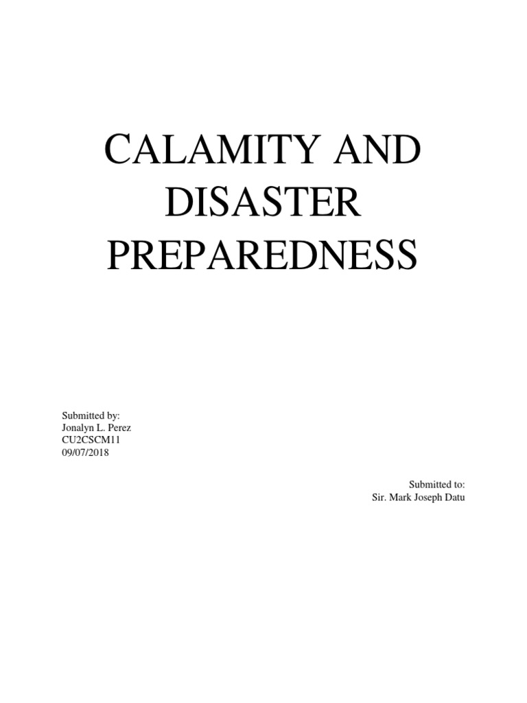 Calamity and Disaster Preparedness | PDF