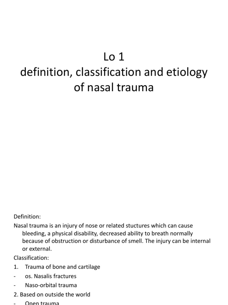 Nasal Trauma: Definition, Types, Causes | PDF
