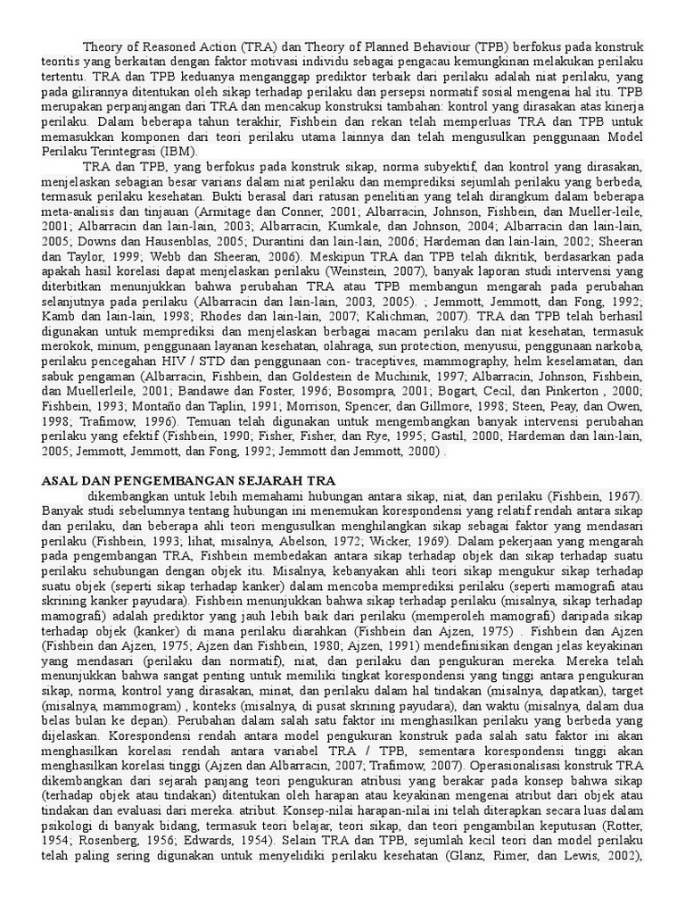 Theory of Reasoned Action - TPB | PDF