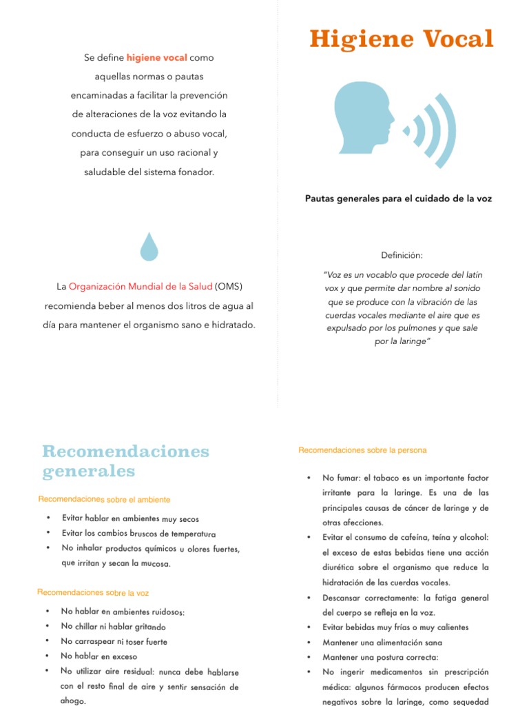 Pautas de Higiene Vocal | PDF | Especialidades Medicas | Bienestar