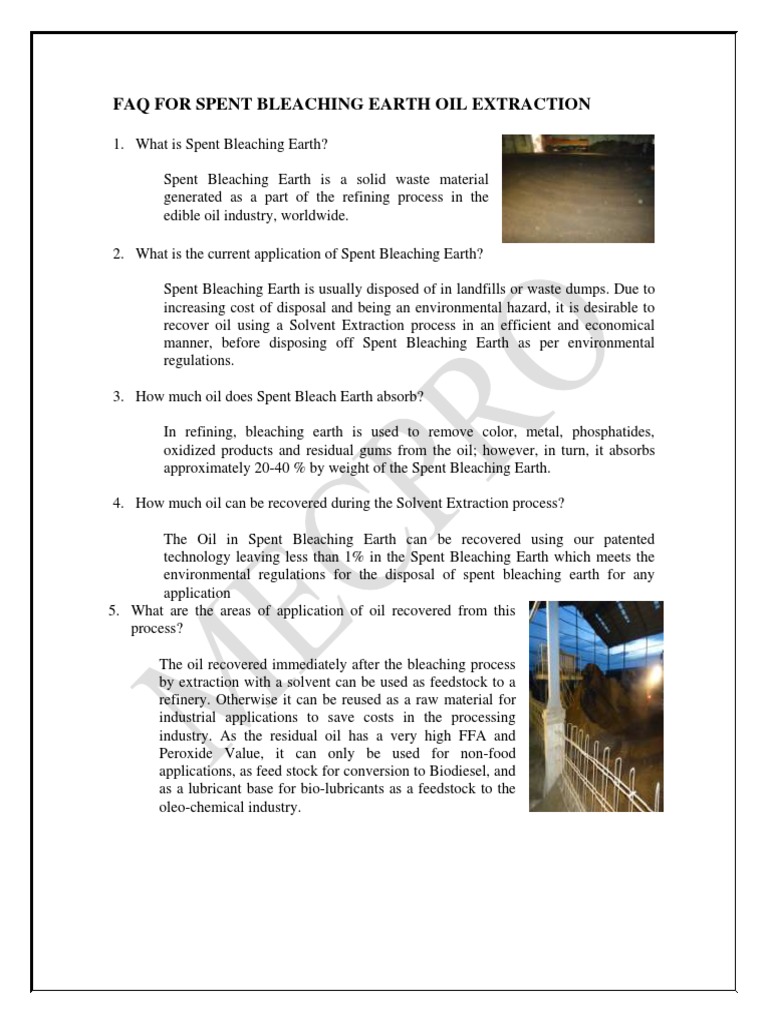 Spent Bleaching Earth Oil Recovery Guide | PDF | Oil Refinery | Waste