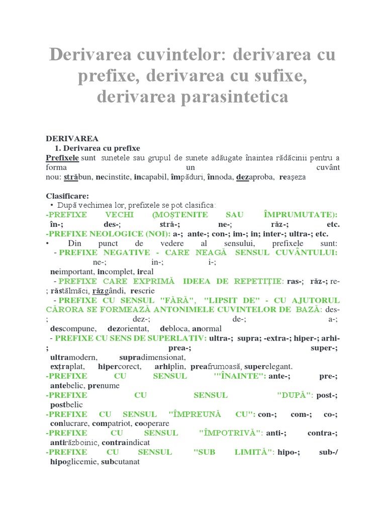 Derivarea Cuvintelor | PDF
