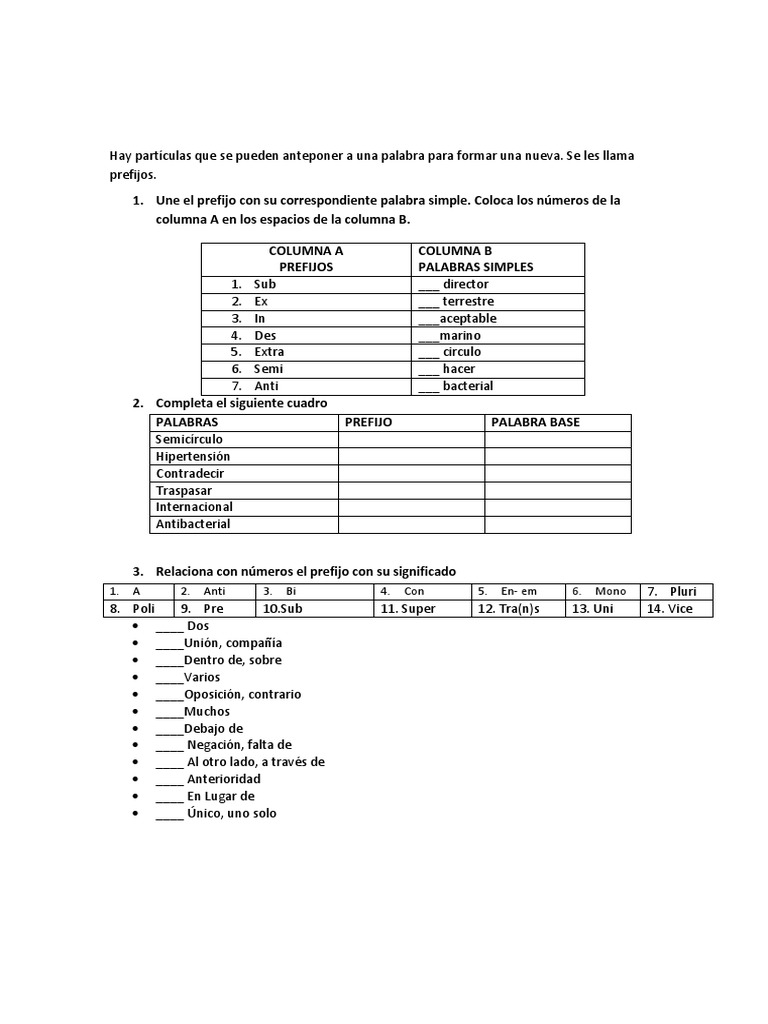 REFUERZO (2da) Prefijo y Sufijo | PDF | Ocio
