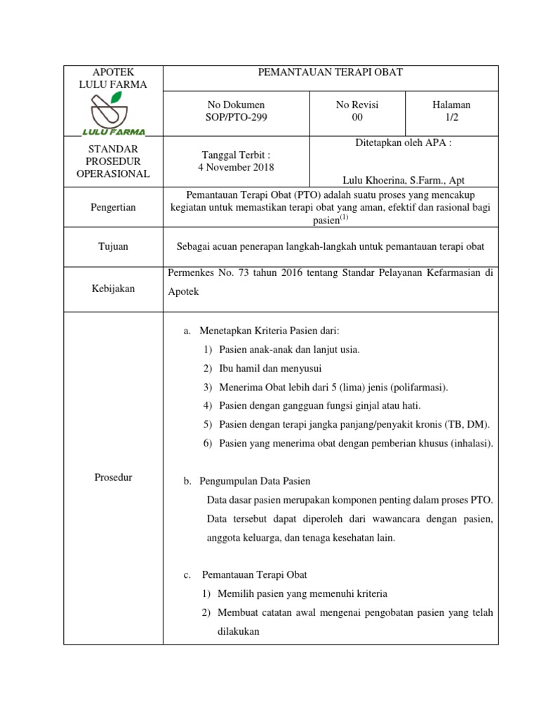 Pemantauan Terapi Obat (Spo) | PDF