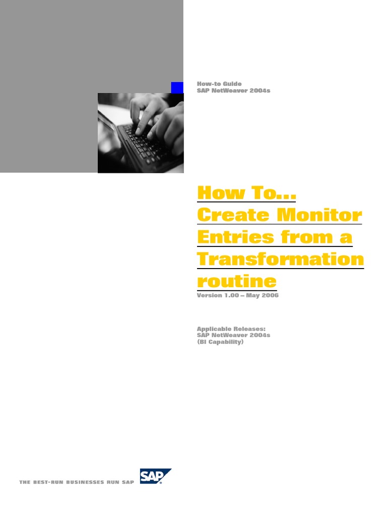 Ho To Create Monitor Entries From A Transformation Routine PDF | PDF ...