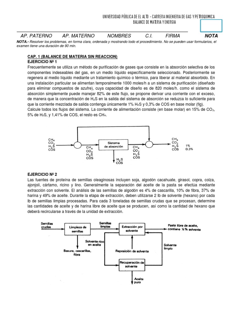 Examen Propuesto II-2018 Bme | PDF | Absorción (Química) | Petróleo