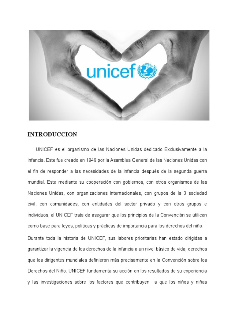 Monografia de UNICEF | Unicef | Naciones Unidas