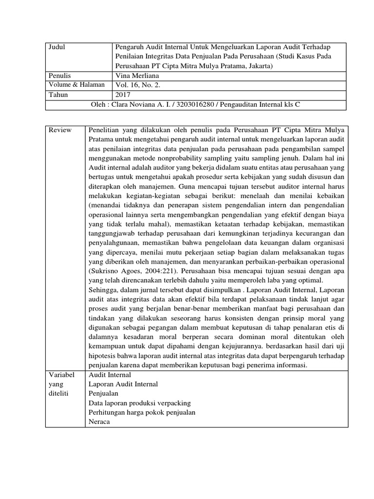 Review Audit Internal | PDF | Karier & Perkembangan | Pengelolaan ...