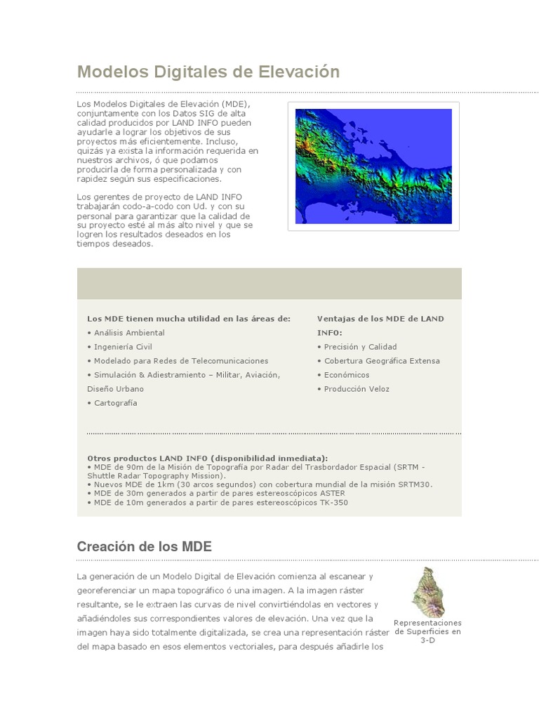 Modelos Digitales de Elevación DESCRIPCION | PDF | Mapa | Datos geográficos e información