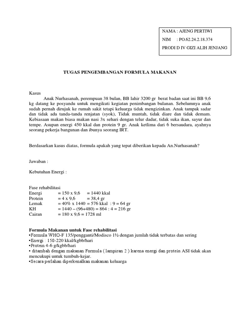 Tugas Pengembangan Formula Makanan | PDF