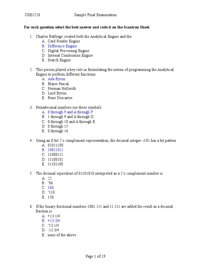 CSE 1520 Exam 2 | PDF | Computer Data Storage | Random Access Memory