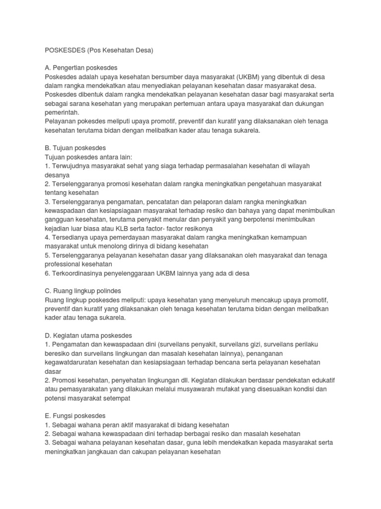 Konsep Dasar Poskesdes | PDF | Pengembangan Diri